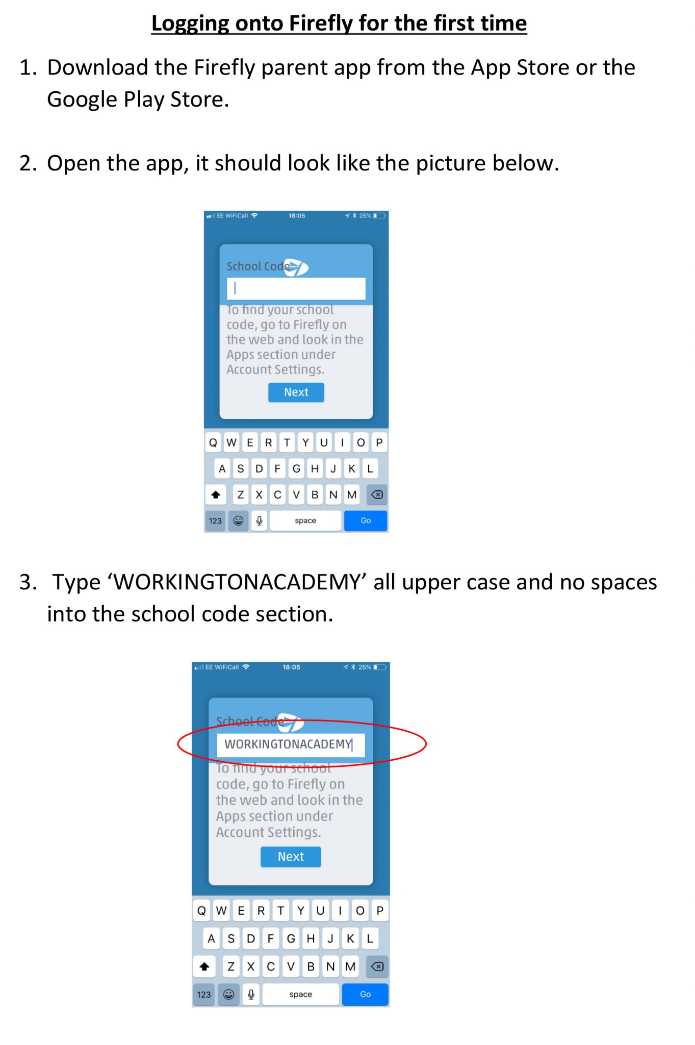 Parent Guide - Logging onto Firefly for the first time - Workington Academy